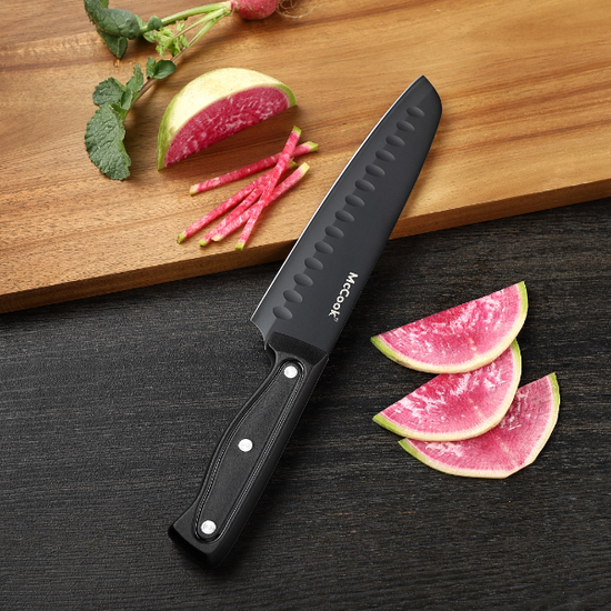 McCook Knife Set with Built-in Sharpener Block, MC701 Kitchen Knife Se